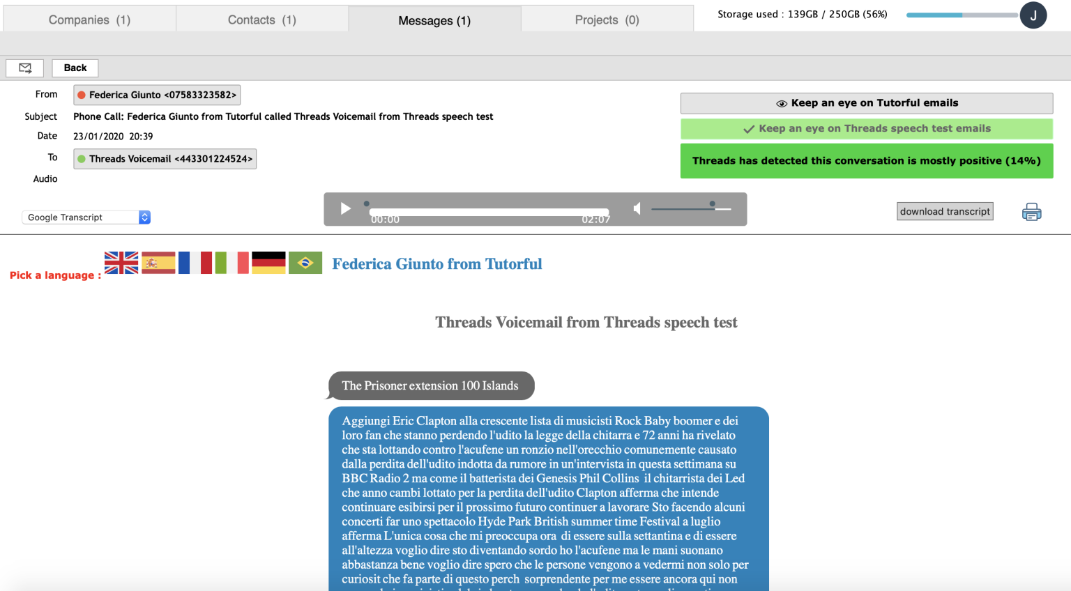 How to transcribe foreign language phone calls - Threads Cloud
